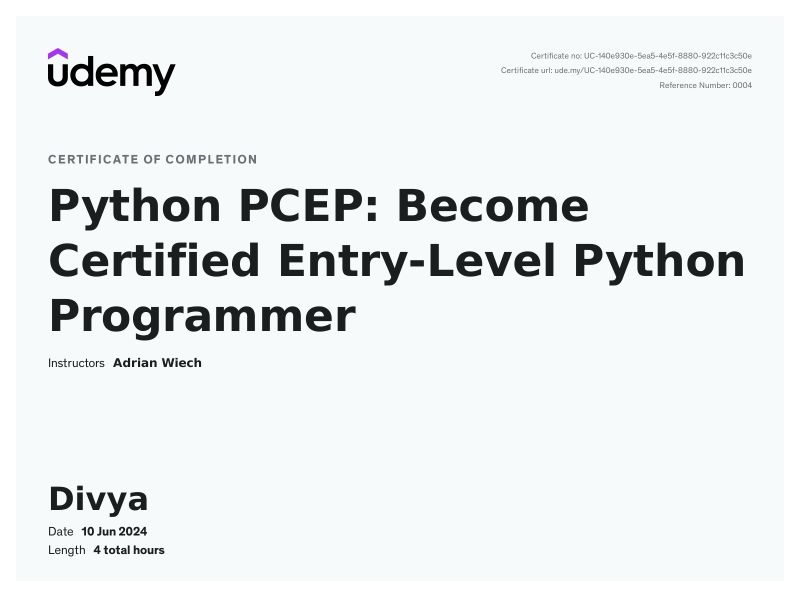 Divya Sharma on LinkedIn: #python #pcep Divya Sharma on LinkedIn: #python #pcep