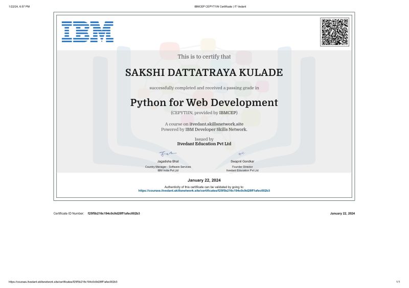 Sakshi Kulade on LinkedIn: #ibm #python #certification # ... Sakshi Kulade on LinkedIn: #ibm #python #certification # ...