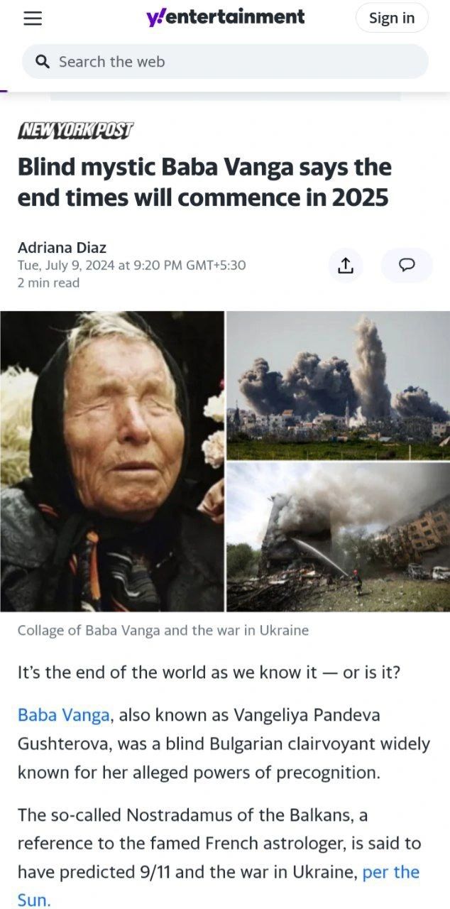 Ramesh Singh on LinkedIn: Baba Vanga, a blind Bulgarian mystic, has ... Ramesh Singh on LinkedIn: Baba Vanga, a blind Bulgarian mystic, has ...