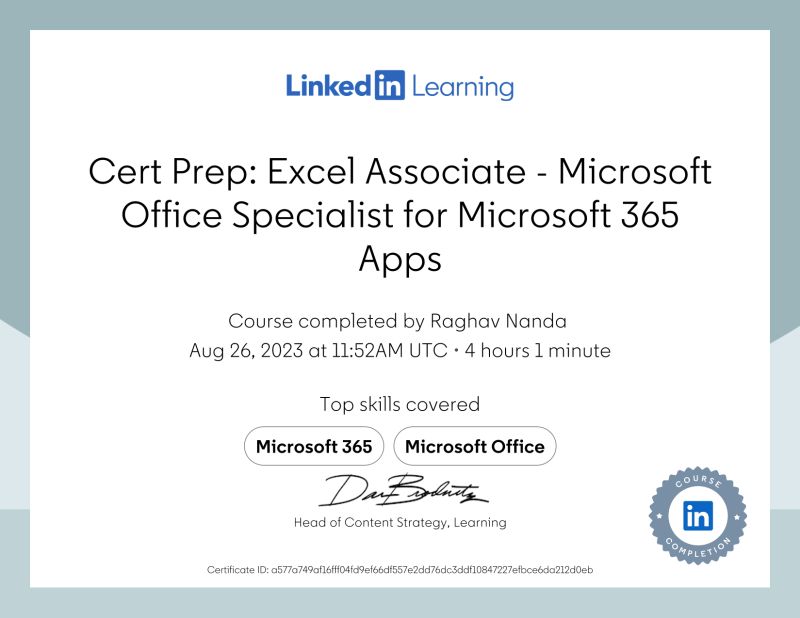 Raghav Nanda on LinkedIn: Certificate of Completion Raghav Nanda on LinkedIn: Certificate of Completion