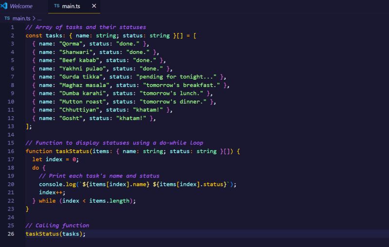 Wafa Kanwal on LinkedIn: #giaic #typescript #loops #coding Wafa Kanwal on LinkedIn: #giaic #typescript #loops #coding