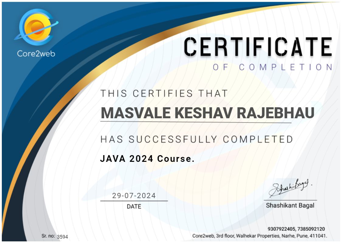 Keshav Masvale on LinkedIn: #java #dsa #programming #certification # ... Keshav Masvale on LinkedIn: #java #dsa #programming #certification # ...