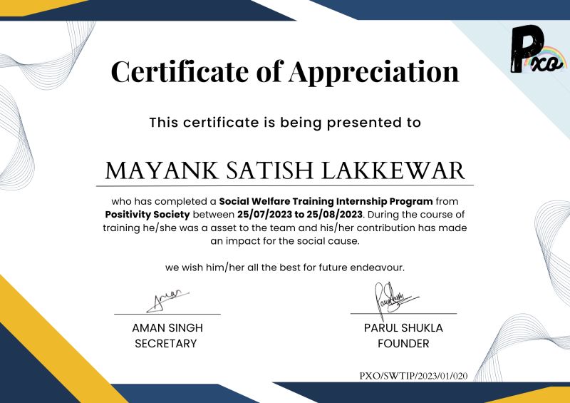 Mayank Lakkewar on LinkedIn: #socialwelfare #internshipexperience # ... Mayank Lakkewar on LinkedIn: #socialwelfare #internshipexperience # ...