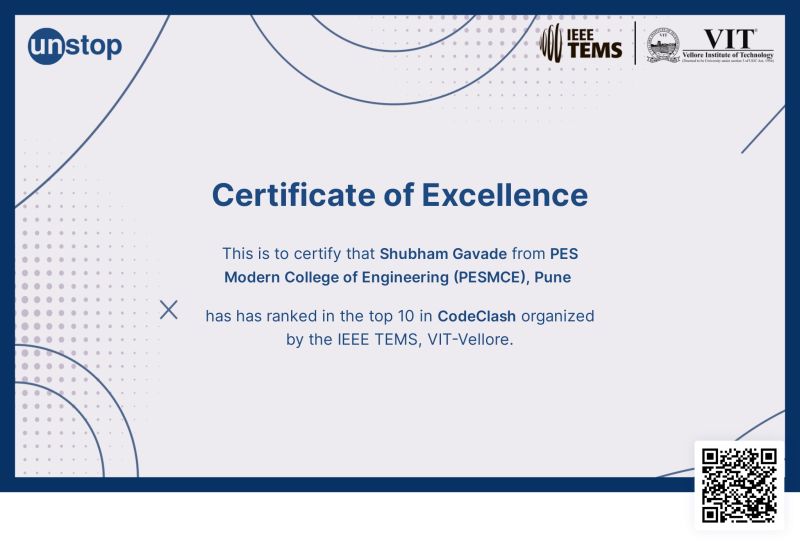 Shubham S. Gavade on LinkedIn: #coding #competition #dsa #vitvellore # ... Shubham S. Gavade on LinkedIn: #coding #competition #dsa #vitvellore # ...