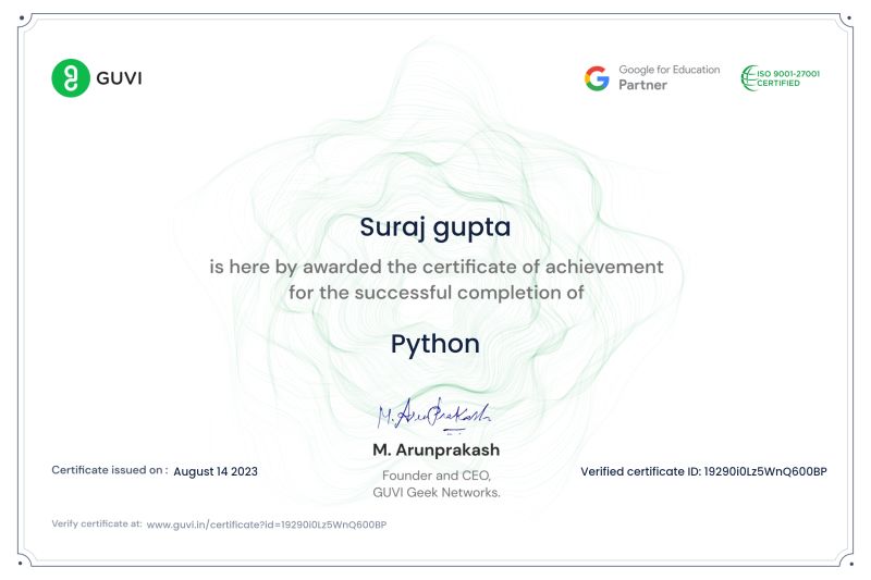 Suraj Gupta on LinkedIn: #guvi #python #pythonprogramming #linkedin Suraj Gupta on LinkedIn: #guvi #python #pythonprogramming #linkedin