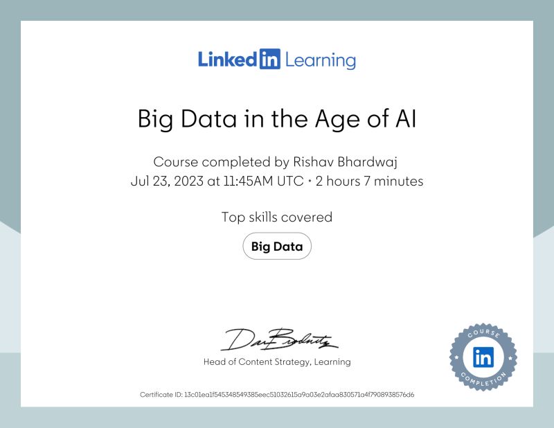 Rishav Bhardwaj on LinkedIn: Certificate of Completion Rishav Bhardwaj on LinkedIn: Certificate of Completion