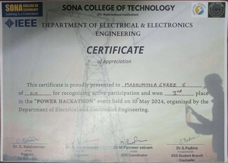Madhumitha Shree S on LinkedIn: #achievementunlocked #eee Madhumitha Shree S on LinkedIn: #achievementunlocked #eee