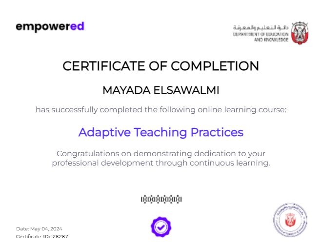 MAYADA ELSAYED ABDELKHALEK on LinkedIn: Adaptive Teaching Practices MAYADA ELSAYED ABDELKHALEK on LinkedIn: Adaptive Teaching Practices