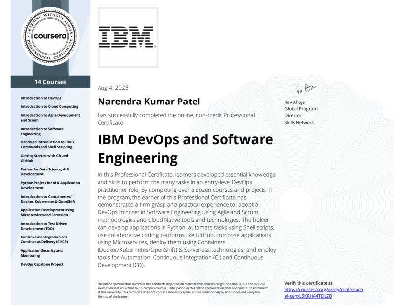 Narendra Kumar Patel on LinkedIn: #coursera #ibm #professional ... Narendra Kumar Patel on LinkedIn: #coursera #ibm #professional ...