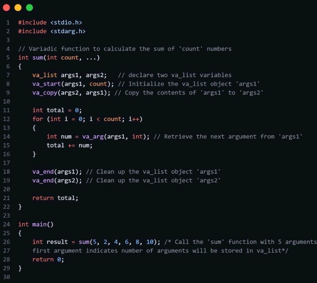Ammar Ahmed on LinkedIn: #include #variadicfunction #cprogramming #tech ... Ammar Ahmed on LinkedIn: #include #variadicfunction #cprogramming #tech ...