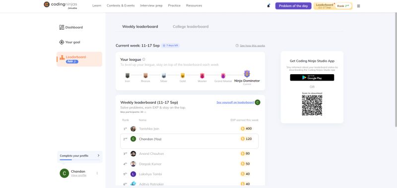 Chandan Mandal on LinkedIn: #codingninjas #ninjadominatorleague # ... Chandan Mandal on LinkedIn: #codingninjas #ninjadominatorleague # ...