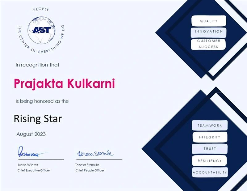 Prajakta Kulkarni on LinkedIn: #ast | 22 comments Prajakta Kulkarni on LinkedIn: #ast | 22 comments