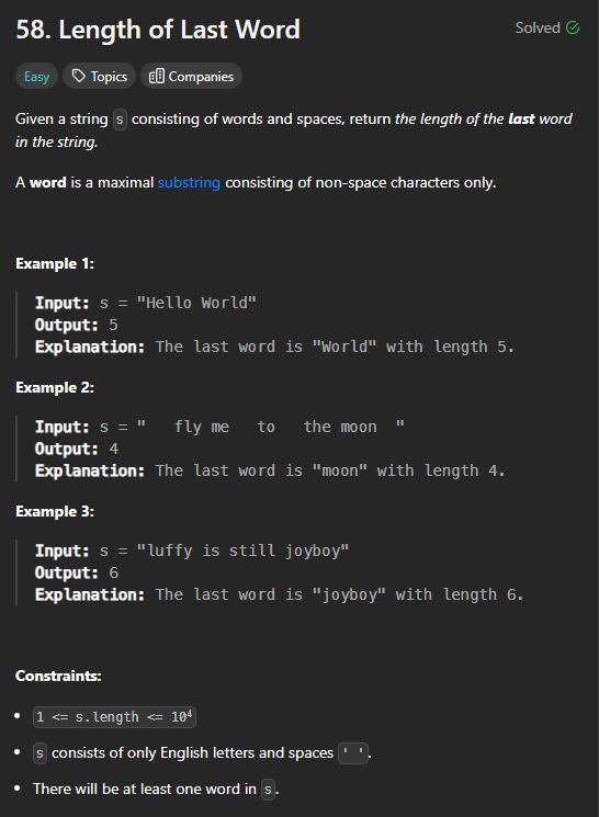 Hao Lam on LinkedIn: Random Leetcode Series Problem #58 - Length of Last… Hao Lam on LinkedIn: Random Leetcode Series Problem #58 - Length of Last…