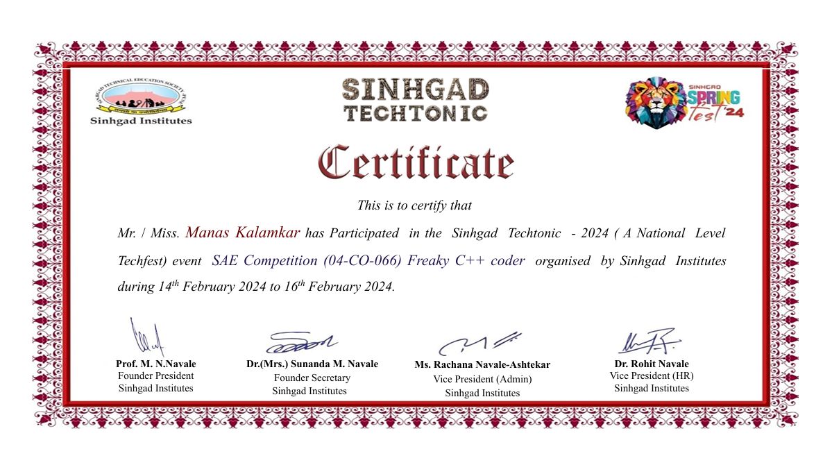 Manas Kalamkar on LinkedIn: #cplusplus #codingcompetition #learning Manas Kalamkar on LinkedIn: #cplusplus #codingcompetition #learning