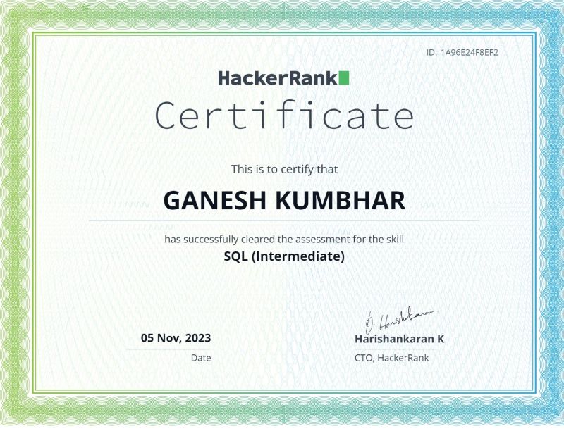 Ganesh Kumbhar on LinkedIn: #sql #intermediate #certification # ... Ganesh Kumbhar on LinkedIn: #sql #intermediate #certification # ...