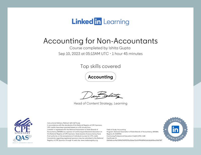 Ishita Gupta on LinkedIn: Certificate of Completion Ishita Gupta on LinkedIn: Certificate of Completion