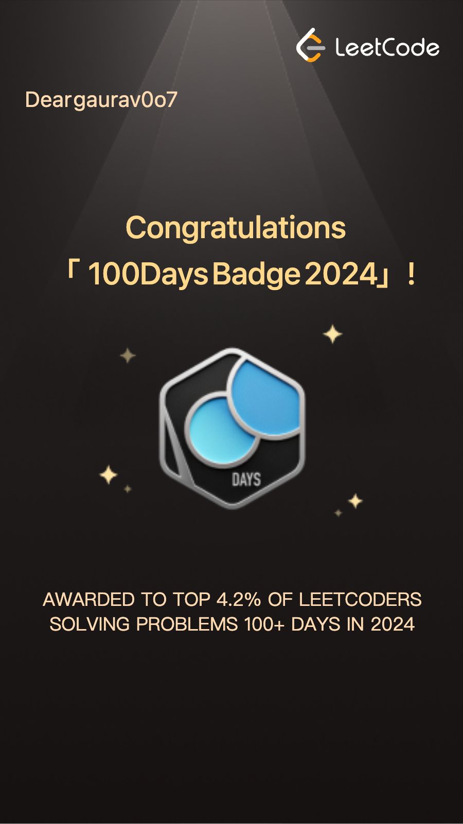 Gaurav Kumar on LinkedIn: 🌟 100 Days of LeetCode: Completed! 🌟 I am ... Gaurav Kumar on LinkedIn: 🌟 100 Days of LeetCode: Completed! 🌟 I am ...