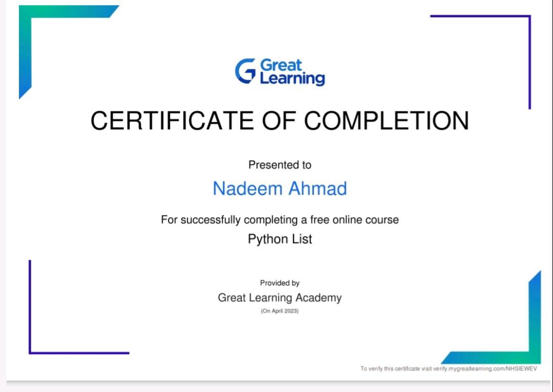 Nadeem Ahmad on LinkedIn: #greatlearning #python #datastructures #list Nadeem Ahmad on LinkedIn: #greatlearning #python #datastructures #list