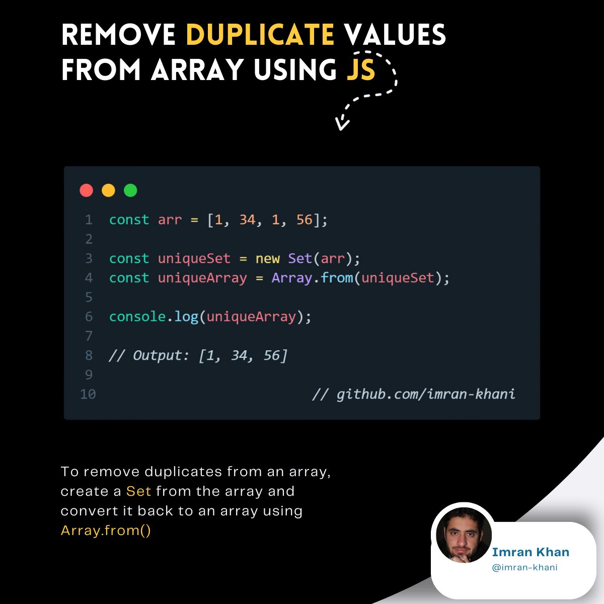 Imran Khan on LinkedIn: #javascript #coding #programming #codesnippet # ... Imran Khan on LinkedIn: #javascript #coding #programming #codesnippet # ...