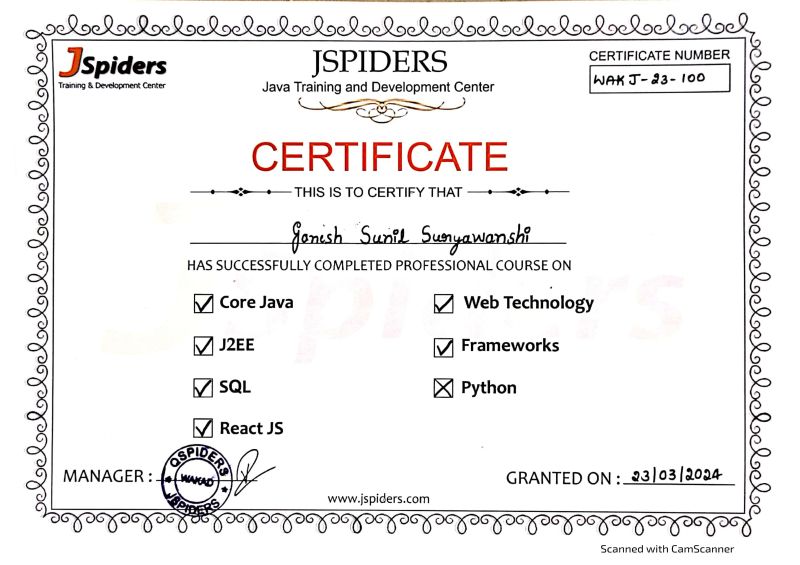 Ganesh Suryawanshi on LinkedIn: #javafullstack #qspiderswakad # ... Ganesh Suryawanshi on LinkedIn: #javafullstack #qspiderswakad # ...