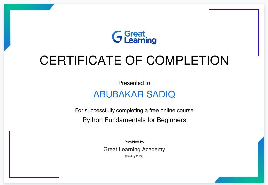 ABUBAKAR SADIQ on LinkedIn: #python #programming #achievement #learning ... ABUBAKAR SADIQ on LinkedIn: #python #programming #achievement #learning ...