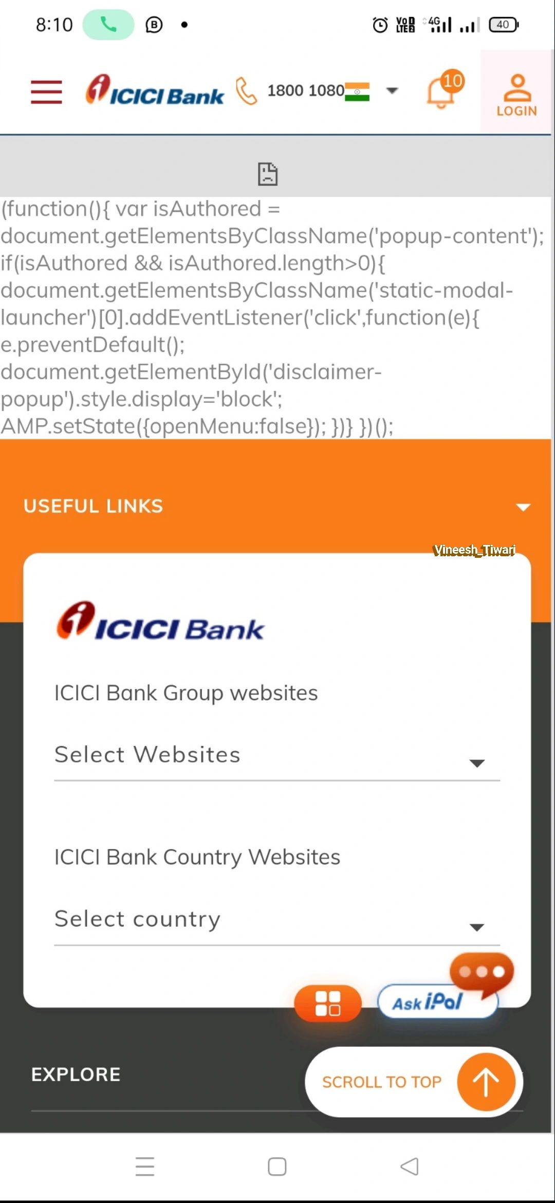 Vineesh Tiwari on LinkedIn: #icicibank #bugs #bad_coding_practice Vineesh Tiwari on LinkedIn: #icicibank #bugs #bad_coding_practice