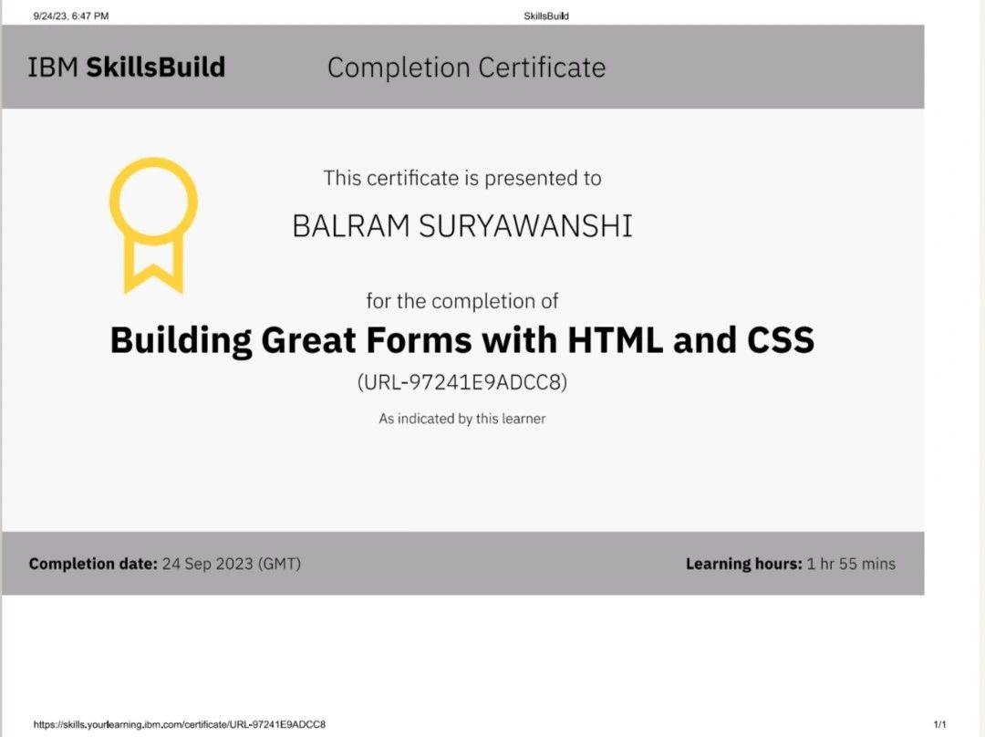 Balram Suryawanshi on LinkedIn: IBM skillsbuild complete html and css Balram Suryawanshi on LinkedIn: IBM skillsbuild complete html and css