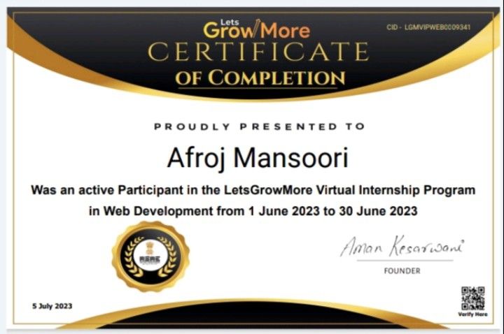 Afroj Mansoori on LinkedIn: #connections #internship #webdevelopment # ... Afroj Mansoori on LinkedIn: #connections #internship #webdevelopment # ...