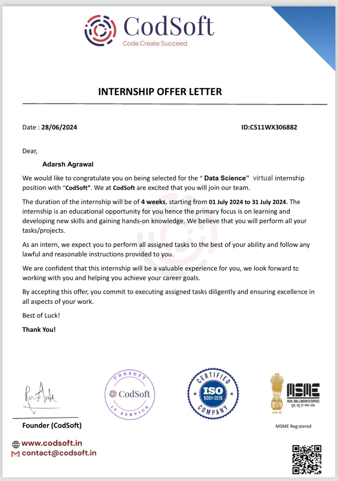 Adarsh Agrawal on LinkedIn: #datascience #internship #codsoft Adarsh Agrawal on LinkedIn: #datascience #internship #codsoft