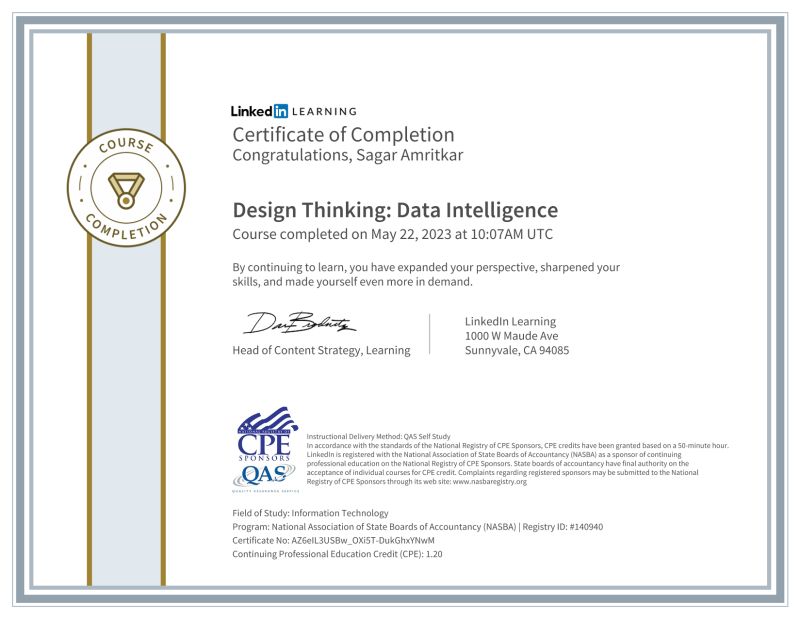 Sagar Amritkar on LinkedIn: Certificate of Completion Sagar Amritkar on LinkedIn: Certificate of Completion