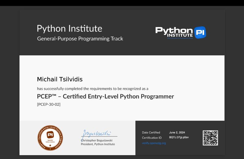 Michael Tsilvidis on LinkedIn: #python #pcep #programming Michael Tsilvidis on LinkedIn: #python #pcep #programming