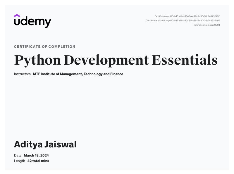 Aditya Jaiswal on LinkedIn: #udemy #thecodex #python Aditya Jaiswal on LinkedIn: #udemy #thecodex #python