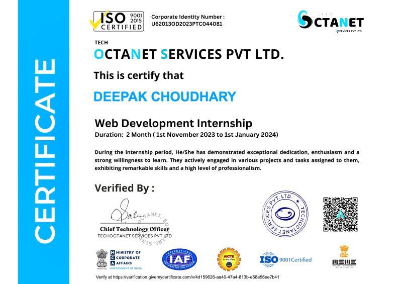 DEEPAK CHOUDHARY (D) on LinkedIn: #webdevelopment #internship # ... DEEPAK CHOUDHARY (D) on LinkedIn: #webdevelopment #internship # ...