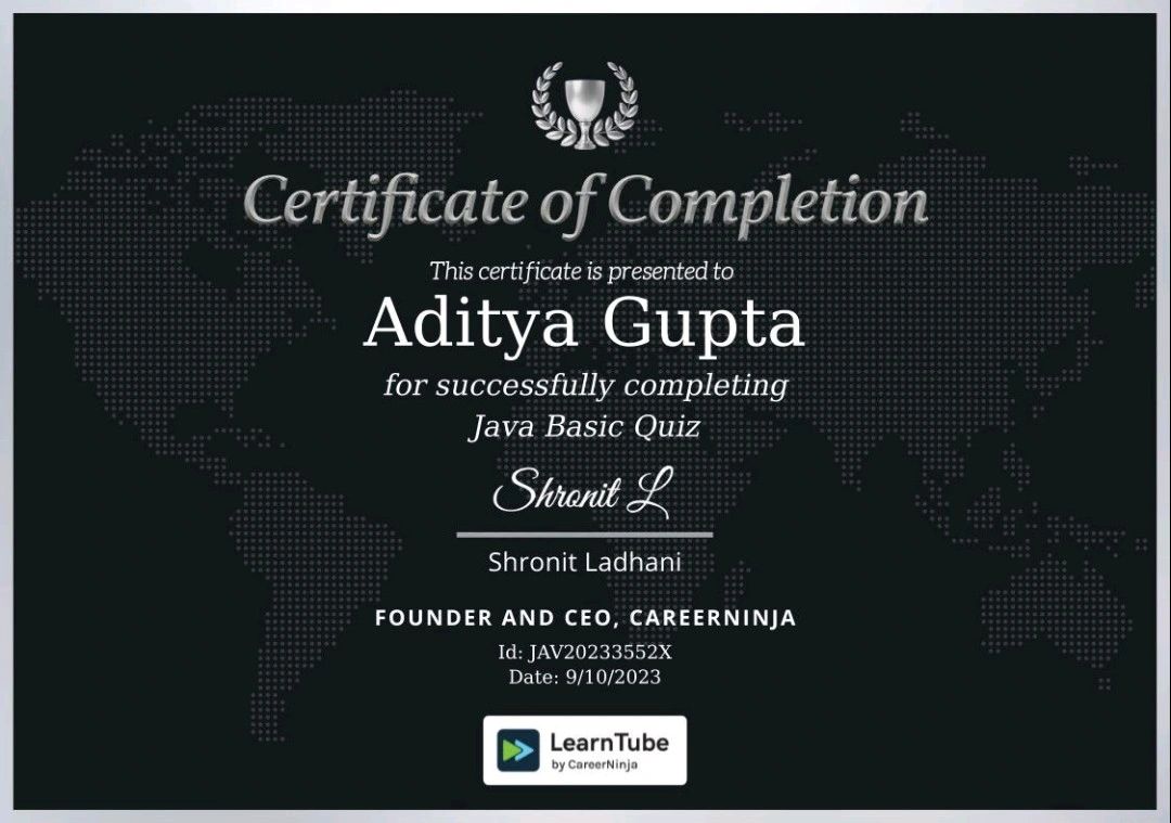 Aditya Gupta on LinkedIn: java quiz certificate. Aditya Gupta on LinkedIn: java quiz certificate.