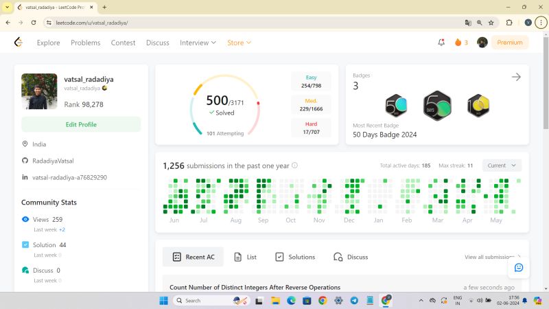 Vatsal Radadiya on LinkedIn: #leetcode #problemsolving #milestone # ... Vatsal Radadiya on LinkedIn: #leetcode #problemsolving #milestone # ...
