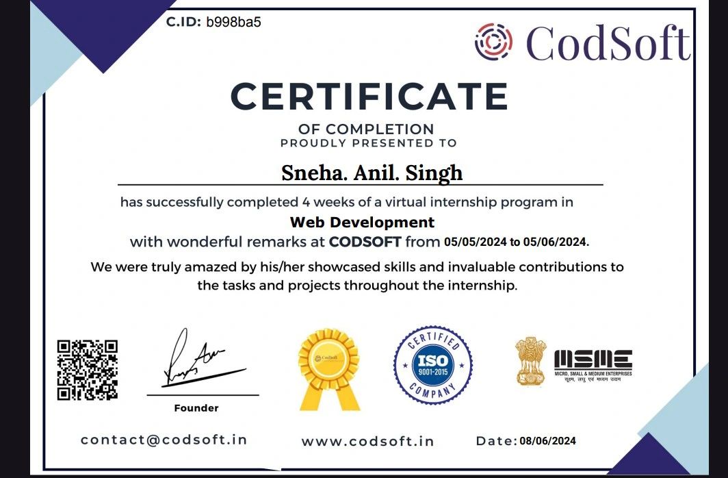Sneha Singh. on LinkedIn: #learningjourney #internship #webdev # ... Sneha Singh. on LinkedIn: #learningjourney #internship #webdev # ...