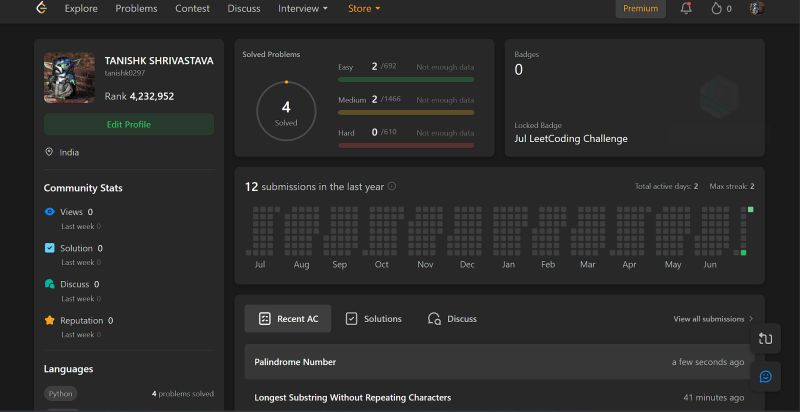 TANISHK SHRIVASTAVA on LinkedIn: #30daysofleetcode #problemsolving # ... TANISHK SHRIVASTAVA on LinkedIn: #30daysofleetcode #problemsolving # ...