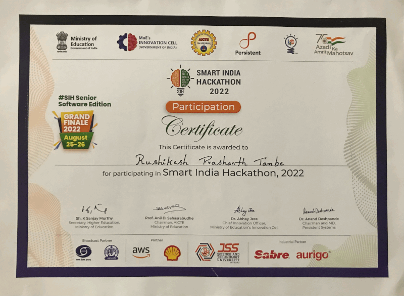 Rushikesh Tambe on LinkedIn: #sih2022 #innovation #techforgood #memories Rushikesh Tambe on LinkedIn: #sih2022 #innovation #techforgood #memories