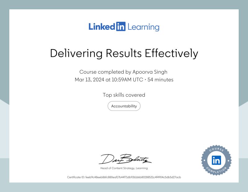 Apoorva Singh on LinkedIn: Certificate of Completion Apoorva Singh on LinkedIn: Certificate of Completion