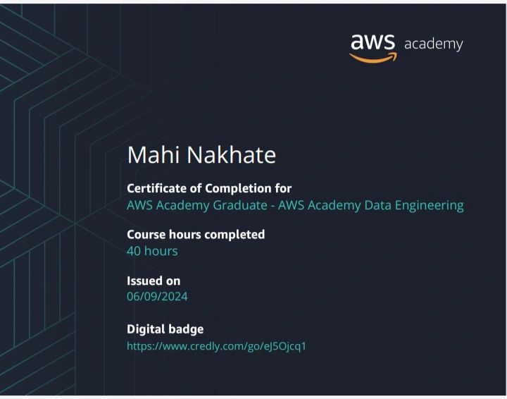 Mahi Nakhate on LinkedIn: #dataengineering #aws #aicte # ... Mahi Nakhate on LinkedIn: #dataengineering #aws #aicte # ...