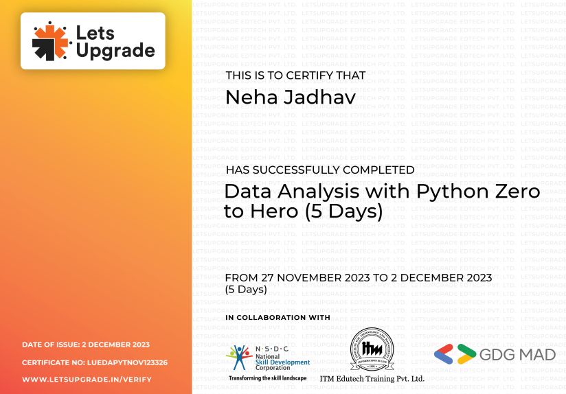 Neha Jadhav on LinkedIn: #dataanalysis #python #letsupgrade Neha Jadhav on LinkedIn: #dataanalysis #python #letsupgrade