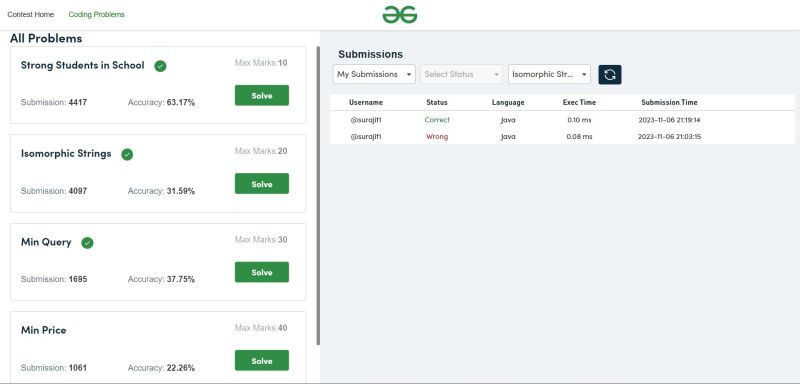GeeksforGeeks coding contest | Surajit Dey posted on the topic | LinkedIn GeeksforGeeks coding contest | Surajit Dey posted on the topic | LinkedIn