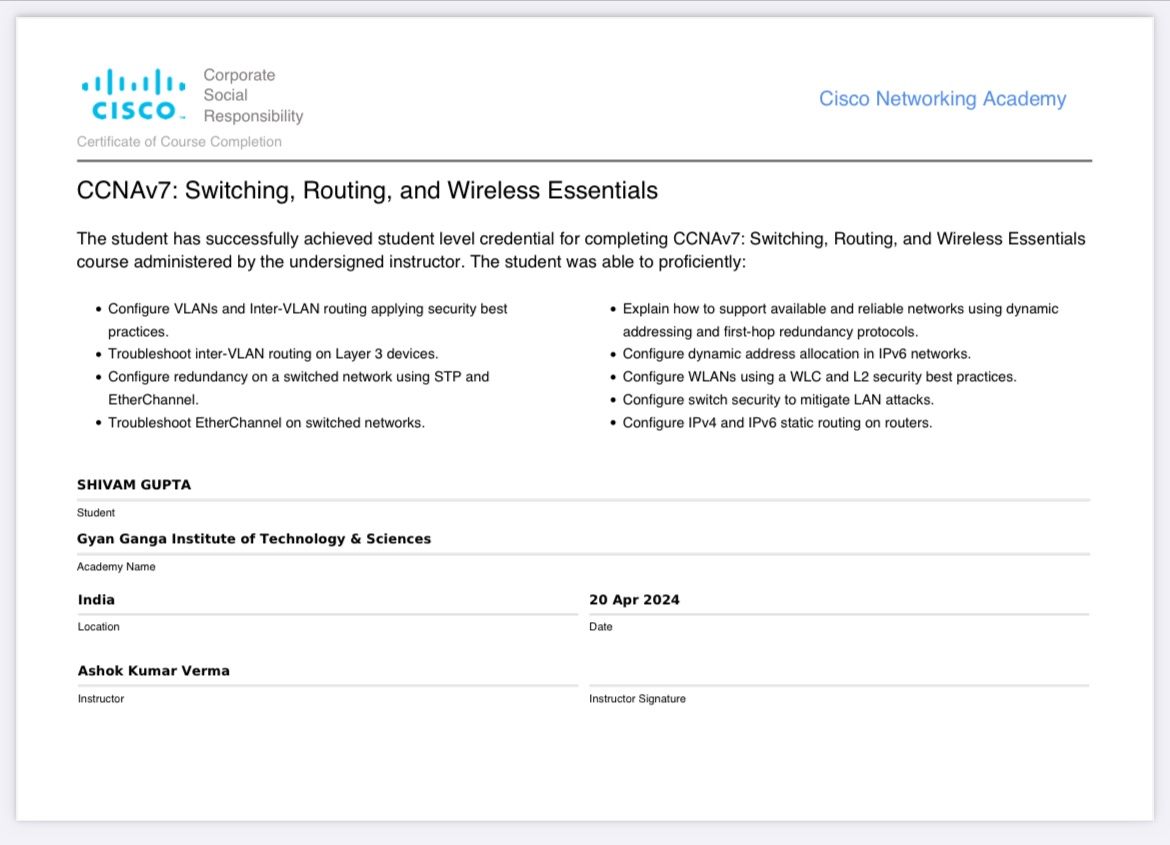 Shivam Gupta on LinkedIn: CCNA-2 Shivam Gupta on LinkedIn: CCNA-2