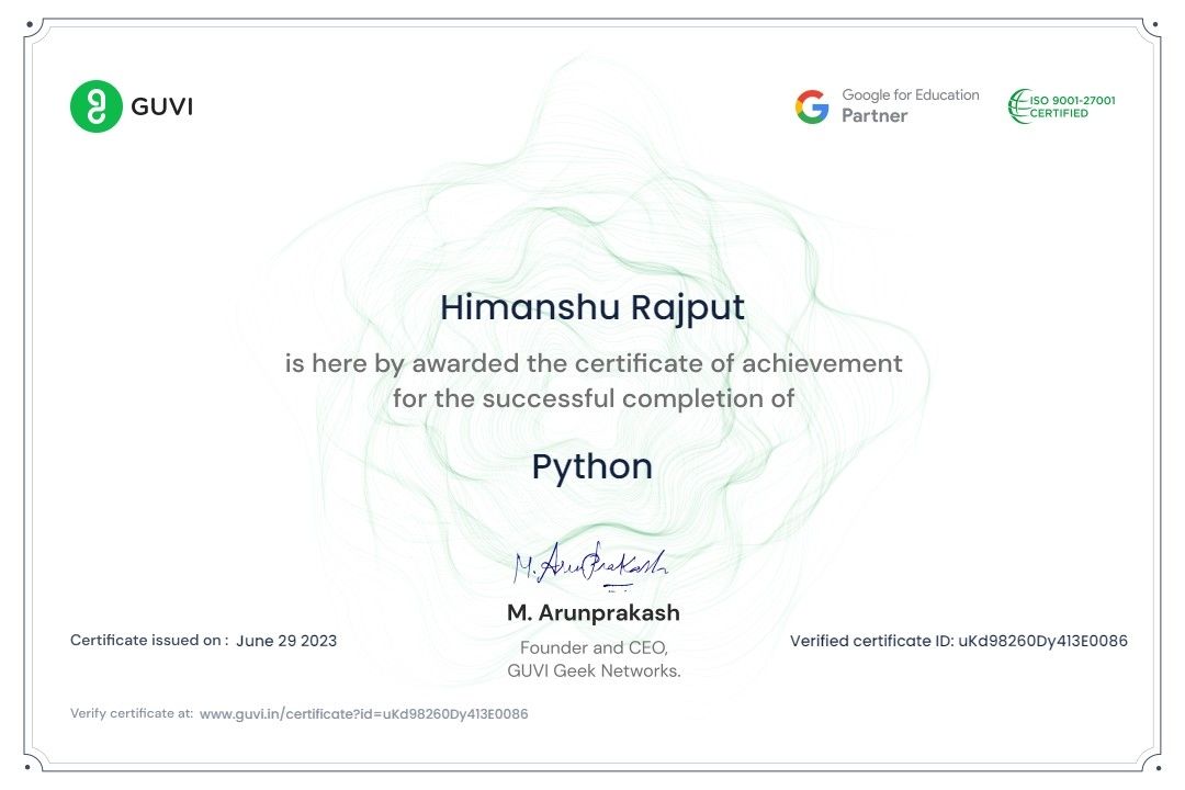 Himanshu Rajput on LinkedIn: #python #guvi #pythonprogramming # ... Himanshu Rajput on LinkedIn: #python #guvi #pythonprogramming # ...