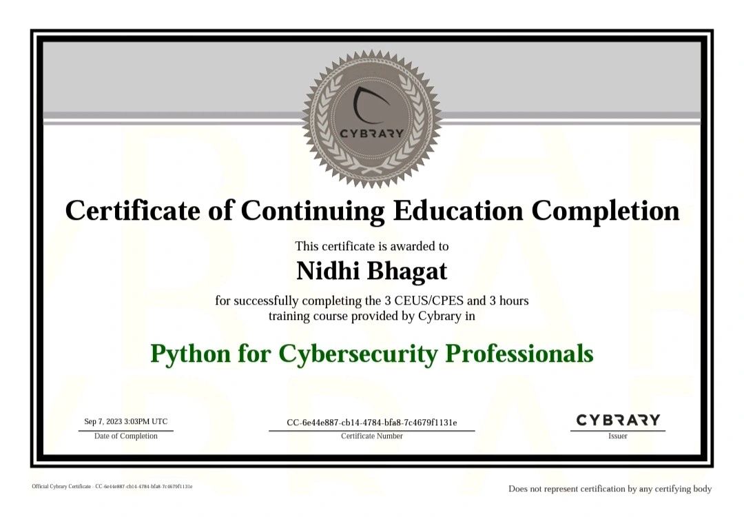 Nidhi Bhagat on LinkedIn: #python #pythonprogramming #cybersecurity # ... Nidhi Bhagat on LinkedIn: #python #pythonprogramming #cybersecurity # ...
