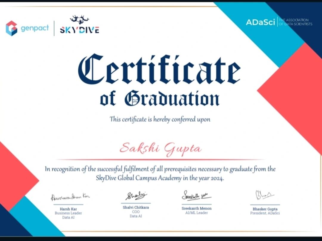 Sakshi Gupta on LinkedIn: #genpact #skydive #advanceanalytics #datascience Sakshi Gupta on LinkedIn: #genpact #skydive #advanceanalytics #datascience