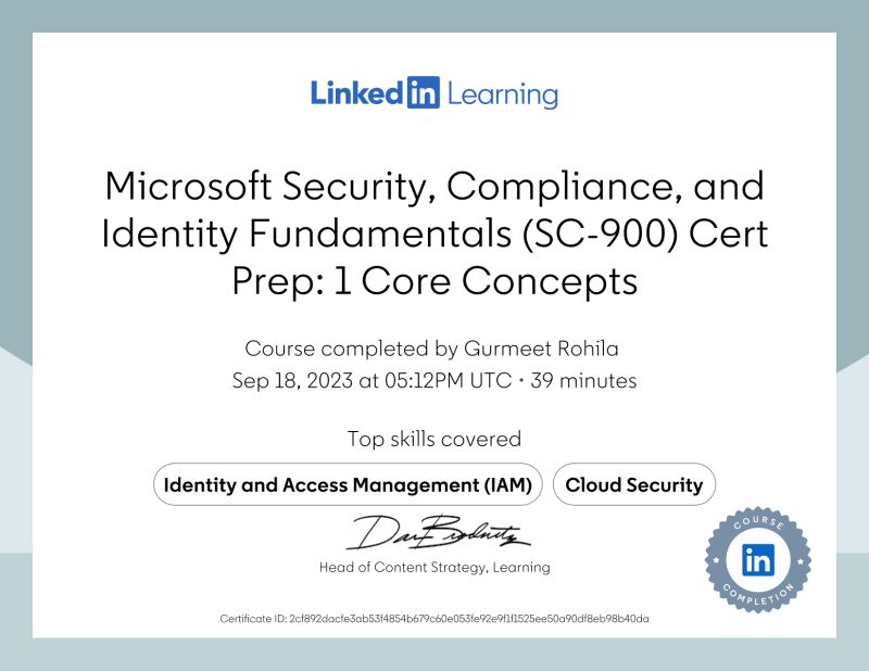Gurmeet Rohila on LinkedIn: Certificate of Completion Gurmeet Rohila on LinkedIn: Certificate of Completion