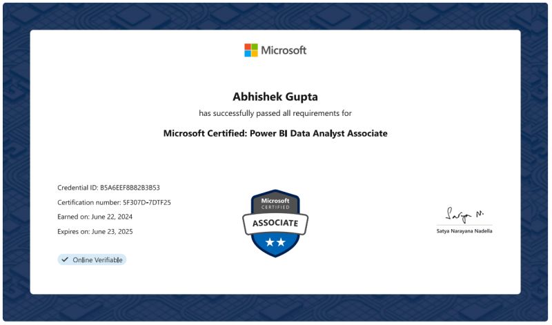 Abhishek kumar Gupta on LinkedIn: #datascience #certification #microsoft Abhishek kumar Gupta on LinkedIn: #datascience #certification #microsoft
