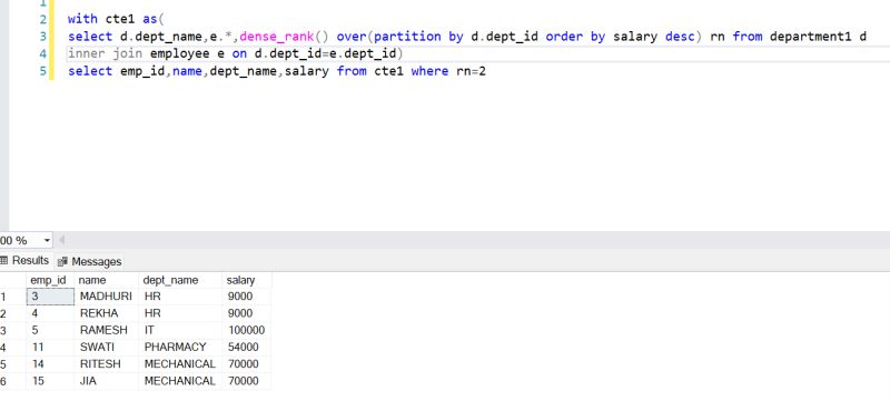 Ravali K on LinkedIn: Hello All! 🌟 SQL Challenge 🔎 : Department wise ... Ravali K on LinkedIn: Hello All! 🌟 SQL Challenge 🔎 : Department wise ...