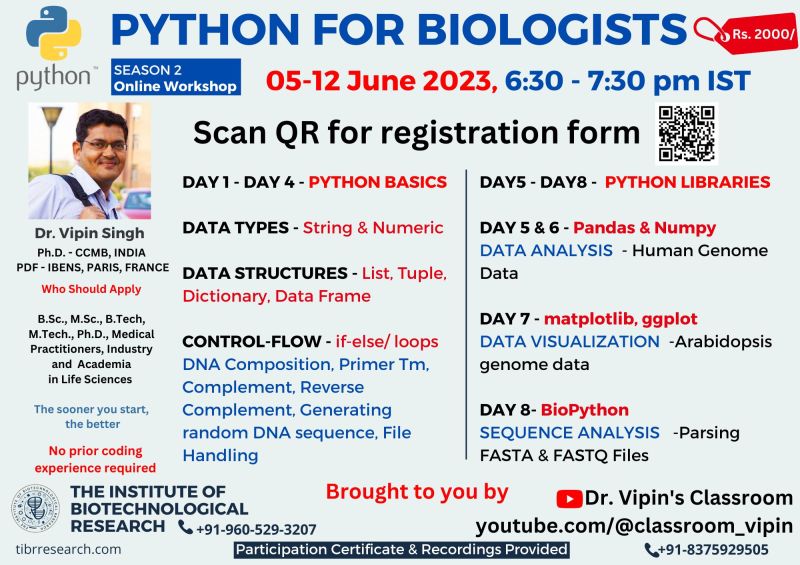 Dr. Vipin Singh en LinkedIn: #python_for_biologists #python #biotech # ... Dr. Vipin Singh en LinkedIn: #python_for_biologists #python #biotech # ...